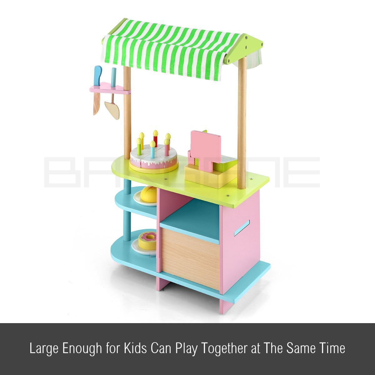 Kids Wooden Bakery Stand Counter Children Pretend Play Cake Toy Shop ...